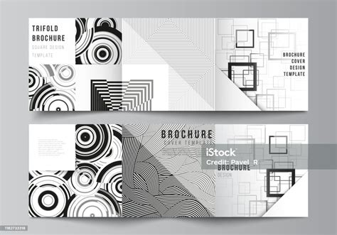 사각형 형식의 최소 벡터 레이아웃은 삼중 브로셔 전단지 잡지에 대한 디자인 템플릿을 다룹니다 동적 구성과 최소한의 평면 스타일의 최신 기하학적 추상적 인 배경 0명에 대한