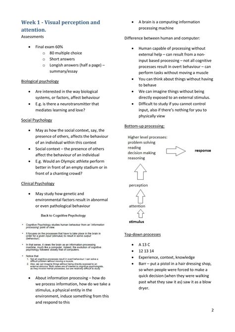 Cognitive Psychology Notes Psyc2300 Cognitive Psychology