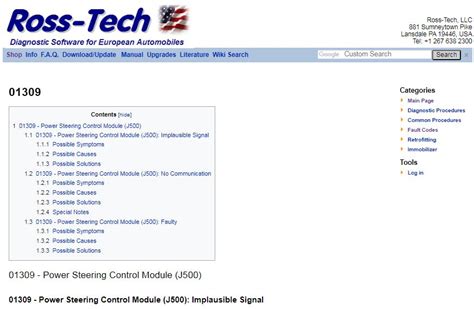 Fault Code 01309 Power Steering Module Audi Tt Forum