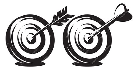 premium vector set of two dart targets with arrow and dart on white