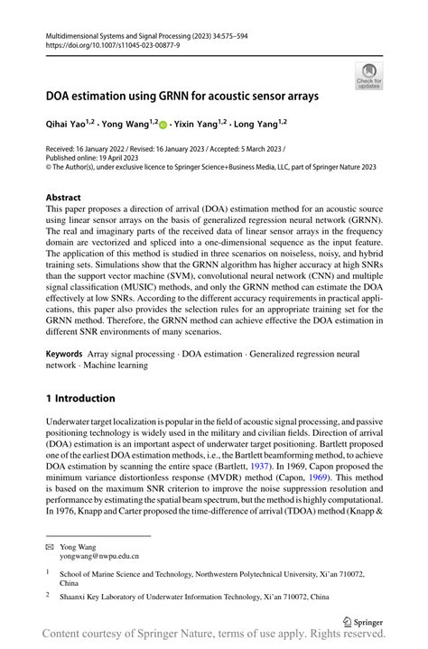 Doa Estimation Using Grnn For Acoustic Sensor Arrays