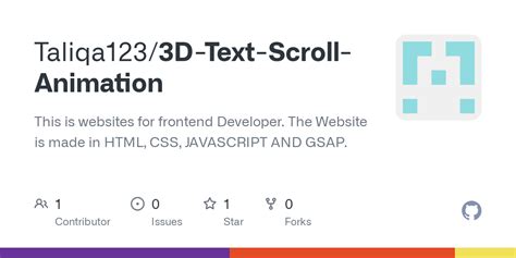 3d text scroll animation index at main · taliqa123 3d text scroll