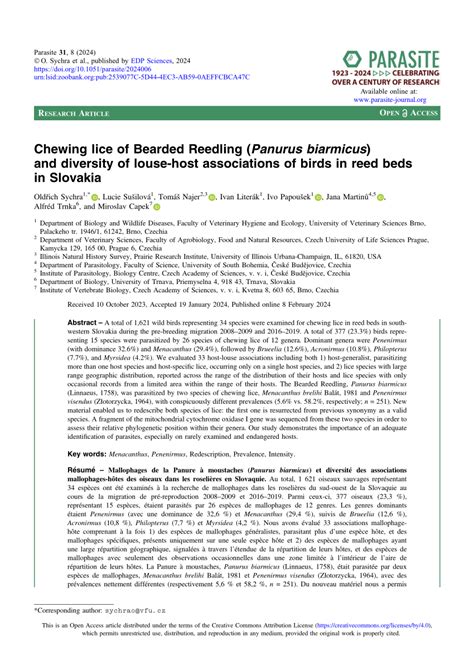 Pdf Chewing Lice Of Bearded Reedling Panurus Biarmicus And