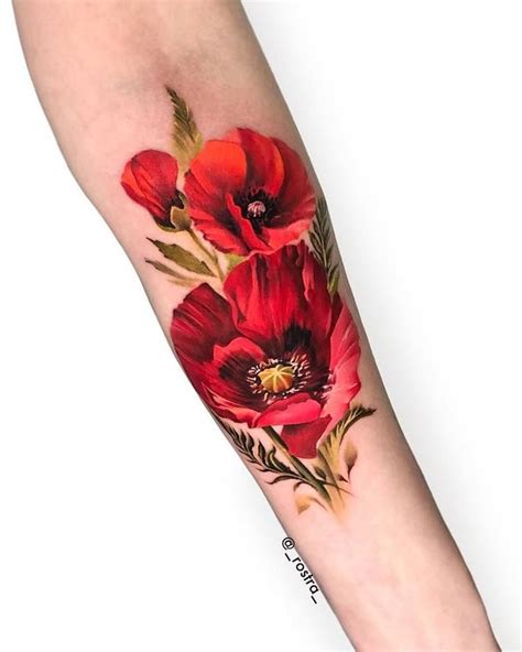 Colourful Poppy Tattoos 60 Beautiful Poppy Tattoo Designs For Women