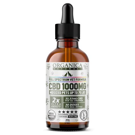 Pet Cbd Oil For Dogs And Cats 1000mg Veterinary Formula For Mid Sized Pets