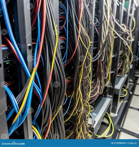 Ai Generated Image Network Cables In A Server Rack Stock Illustration Illustration Of
