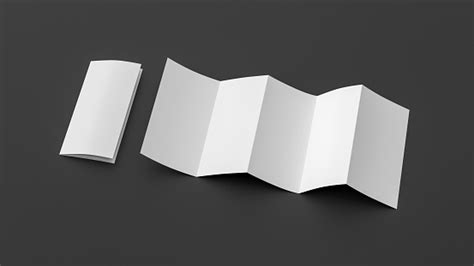 수직 페이지 아코디언 또는 지그재그 폴드 브로셔는 검은 색 배경에 모의 5개의 패널 10페이지 분량의 전단지 0명에 대한 스톡 사진 및 기타 이미지 Istock