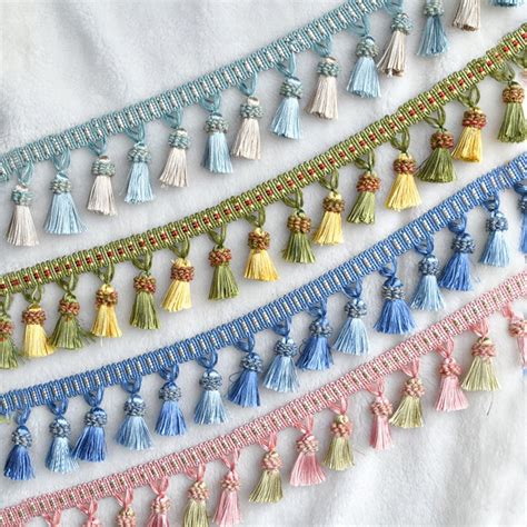1 Meter Blue Tassel Trim Pink Tassel Trim Green Tassel Trim Cotton Trim Cotton Fringe