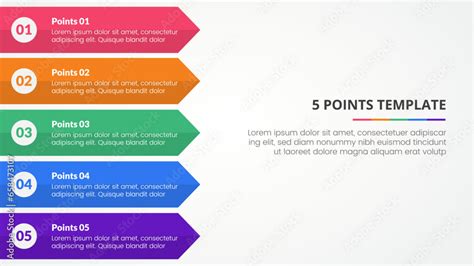 5 Points Stage Template Infographic Concept For Slide Presentation With Long Rectangle Arrow