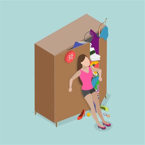 3d Isometric Flat Vector Conceptual Illustration Of Bursting Wardrobe