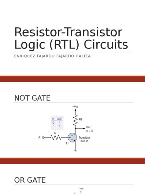 Resistor Transistor Logic Rtl Circuits Pdf