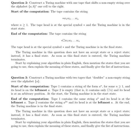 solved question 2 construct a turing machine with one tape