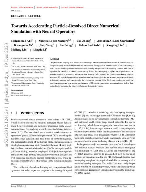 Pdf Accelerating Particle Resolved Simulations Using Neural Operators