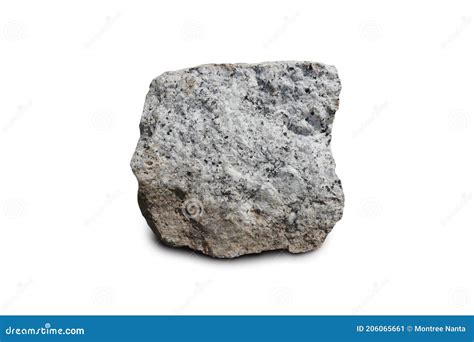 Granite Gray Igneous Rock Isolated On A White Background Stock Image