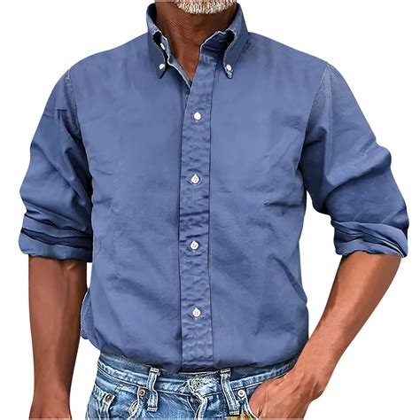 Dovford Mens Dress Shirts Long Sleeve Banded Collar Wrinkle Free