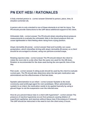 MED SURG HESI Practice Questions AND Answers MED SURG HESI PRACTICE QUESTIONS AND