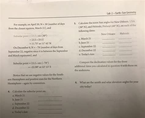 Solved Lab Earth Sun Geometry Since We Can Assume That The Chegg