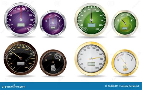 Vector Speedometer Scale From Green To Red With Arrow And Text Low Medium And High