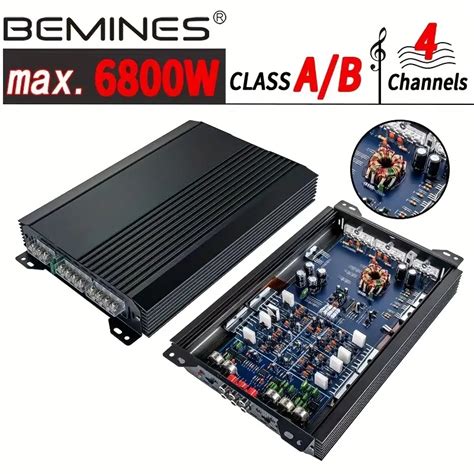 Qmf 6800w 자동차 파워 앰프 12v 전압 오디오 수정 고출력 4채널 Ab 클래스 자동차 파워 앰프 Temu