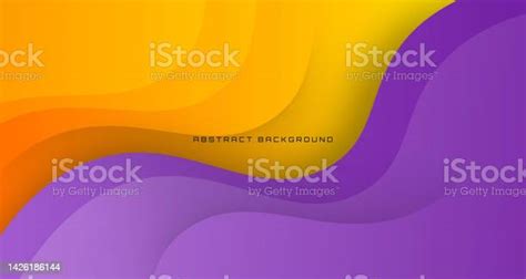 3d 노란색 보라색 기하학적 추상 배경은 파도 장식으로 밝은 공간에 레이어를 겹칩니다 그래픽 디자인 요소 배너 전단지 카드 브로셔 커버 또는 랜딩 페이지에 대한 액체 스타일