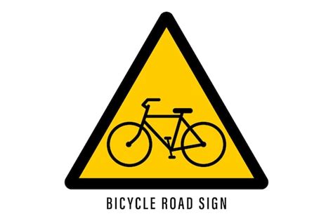 Premium Vector Bicycle Road Sign Bicycle Crossing Traffic Triangle Sign