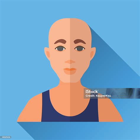 Pria Botak Dengan Kemeja Olahraga Tanpa Lengan Ikon Datar Persegi Ilustrasi Stok Unduh Gambar