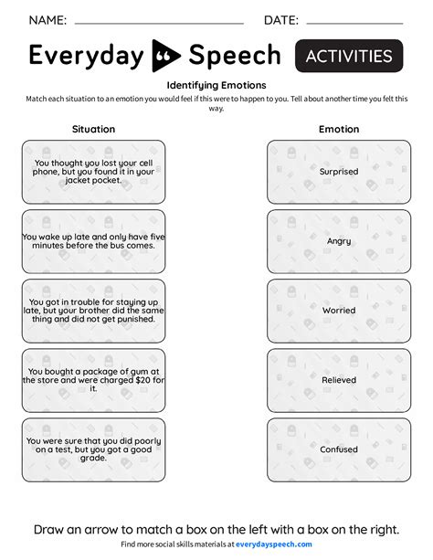 Identifying Emotions Worksheets