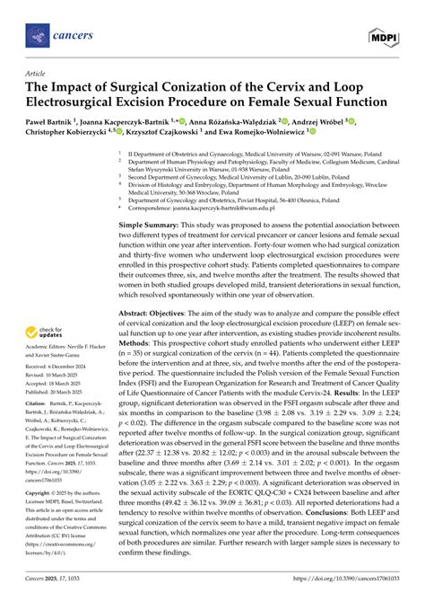 Pdf The Impact Of Surgical Conization Of The Cervix And Loop Electrosurgical Excision