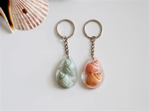 Seashell Keychain Handmade Seashell Keychain Shell Keyring Beach Keychain Periwinkle