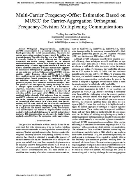 Pdf Multi Carrier Frequency Offset Estimation Based On Music For Carrier Aggregation