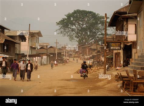 Main Street Of Ruby Mining Town Mogok Mandalay District Myanmar Burma