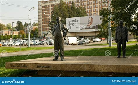 Zlin Czech Republic March 26 2019 Tomas Bata And Jan Antonin Bata Sculpture Statue Bronze