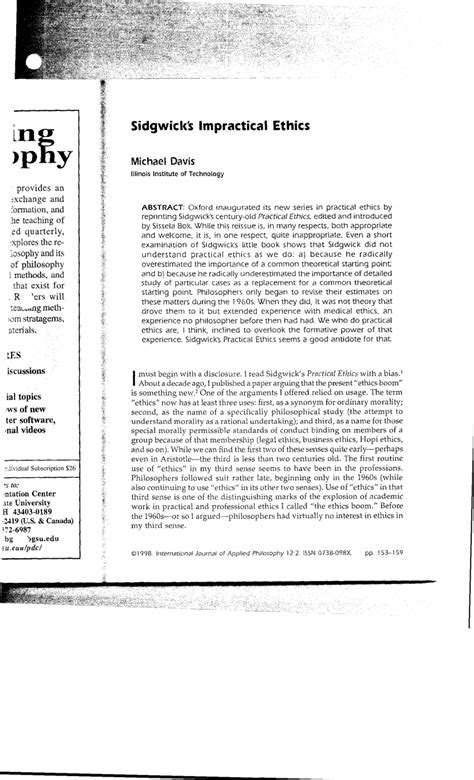 Pdf Sidgwicks Impractical Ethics