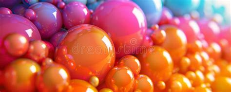 Vibrant Colorful 3d Spheres In Abstract Cartoon Style Vibrant Hues Background Stock Illustration