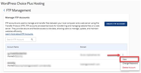 Create And Manage FTP Accounts For Your Website