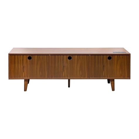 Bellemave® Mid Century Modern Rattan Tv Stand With Solid Wood Feet And R