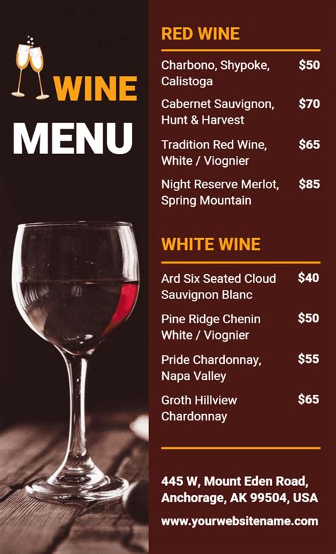 Wine Tasting Menu Template