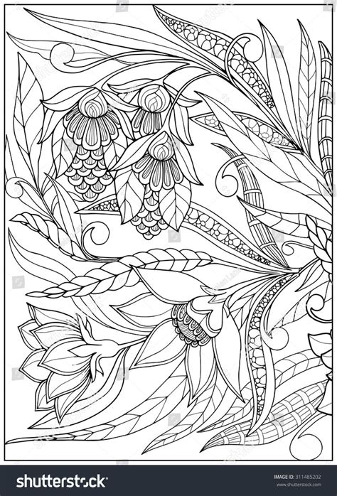 Coloring Page Vintage Flowers Pattern Stock Vector Royalty Free