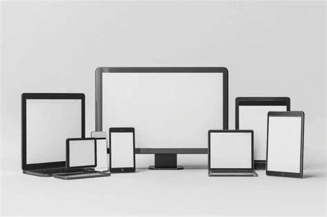 multiple responsive screen and mobile devices mockup created with