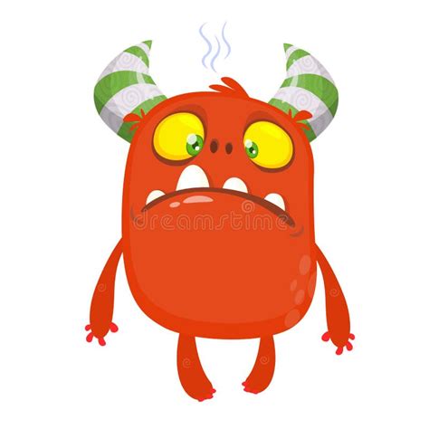 Cute Grumpy Cartoon Monster Vector Illustration Of Monster Upset Sad