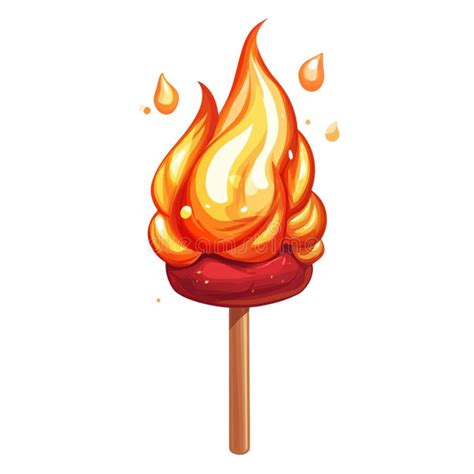 Flaming Candy On A Stick A Sweet Fiery Treat Stock Illustration