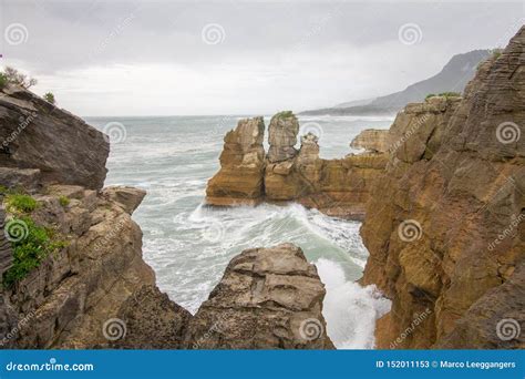 Fascinating Rock Formation Pancake Rocks In Punakaiki Stock Image