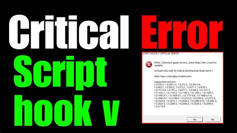 Fix Script Hook V Critical Error For Gta 5 Mods After Update 3274