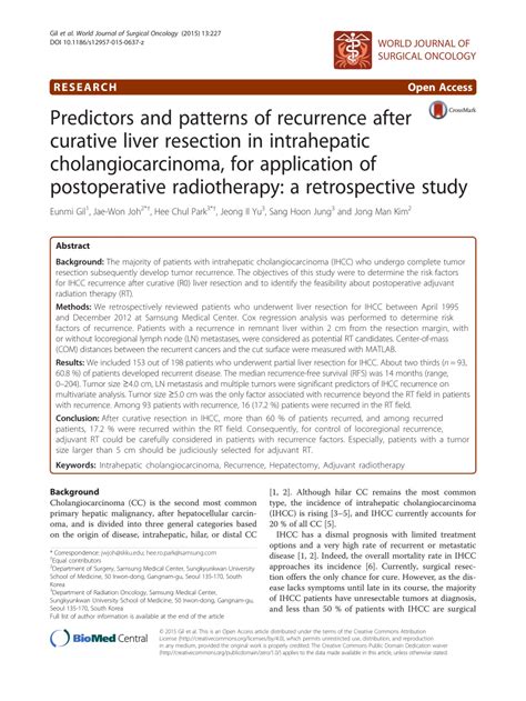 Pdf Predictors And Patterns Of Recurrence After Curative Liver