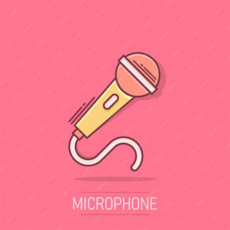 Premium Vector Microphone Icon In Comic Style Mic Broadcast Vector Cartoon Illustration