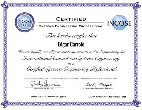 Incose Csep Systemsengineering Certification Edgar Carrolo 10 Comments
