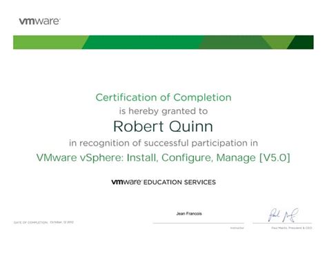 Vmware Course Complete Certificate Pdf