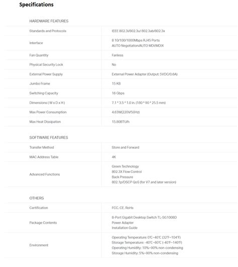 Tp Link Sg1008d 8 Port Gigabit Desktop Unmanaged Gigabit Switch ของแท้ ประกันศูนย์ Lifetime Warranty