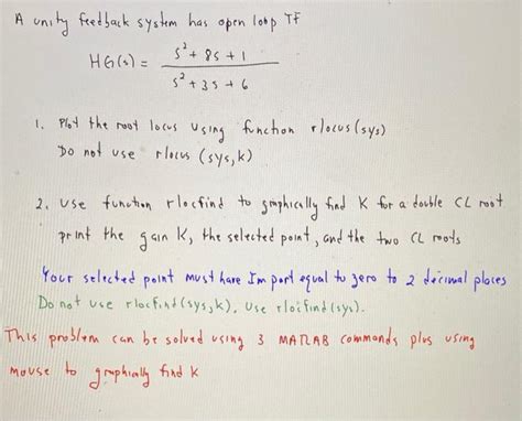 Solved A Unity Feedback System Has Open Loop Tf