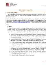 Laboratory Policies Pdf BSC LABORATORY POLICIES I LABORATORY SAFETY The Safety